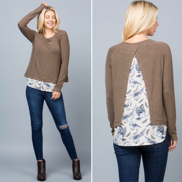 Couture Unicorn | Sweaters | Bird Print Sweater With Peakaboo Vent ...